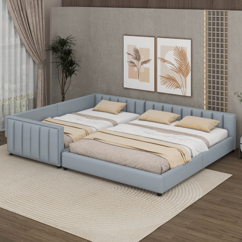 Ivy Bronx Mariyaah Queen Size Twin XL Size Upholstered Mother Child Bed Wayfair